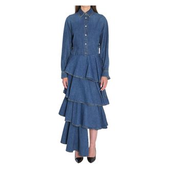 Alaia Blaue Taillierte Hemd mit N&auml;hten - - Dresses - Damen - Blau - XS