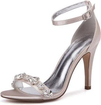 Generic Chaussures De Mariage Mariée Stylet Talons Eté Bout Ouvert Talon Mariage Soirée Chaussures Femmes 10.5Cm,Champagne,37 EU