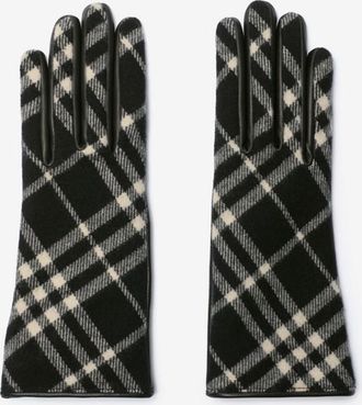 Burberry Gants en laine et cachemire Check, Size: 6.5