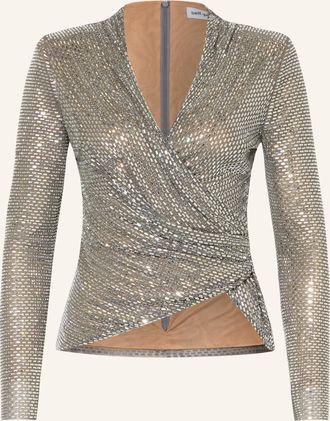 Self Portrait Self-Portrait Mesh-Top Mit Schmucksteinen silber
