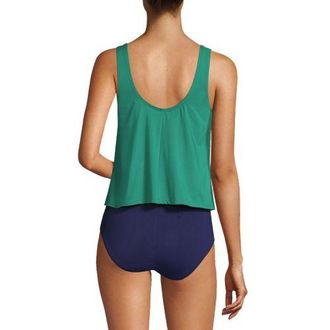 Lands End Badeanzug in Tankini-Optik chlorresistent, Damen, Größe:32-34 regular, Grün, Elasthan/Nylon-Mischung, by Lands End
