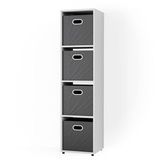 Vicco Raumteiler Ludus, stehendes B&uuml;cherregal, Wei&szlig;, 32.7 x 144.5 cm mit 2 Faltboxen