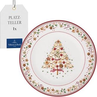 Villeroy & Boch Winter Bakery Delight Platzteller, dekorativer Servierteller aus Premium Porzellan, rot/bunt, 32 cm