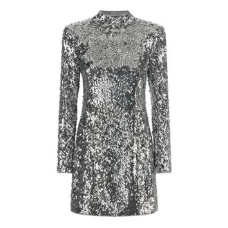 Balmain Robe courte orn&eacute;e de sequins - Femme - Robes - Gris - Taille: 34 FR