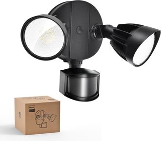Philips 21W 3000 lm LED Strahler Außen mit PIR-Bewegungssensor, 5000K Tageslicht-Fluter, Wasserdicht, Dämmerungs- bis Morgensensor, 2 Köpfe, 4 Betriebsmodi