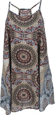 Guru Shop Boho Dashiki Minikleid, Trägerkleid, Strandkleid, Tank Top - Taubenblau, Damen, Synthetisch