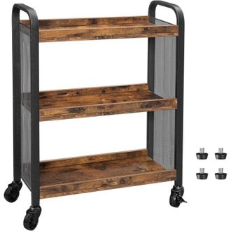 Vasagle Desserte de Style Industriel, Chariot de Cuisine, Gain de Place, avec Pieds R&eacute;glables et roulettes, &Eacute;tag&egrave;re de Cuisine, Structure en Fer, 66 x 26 x