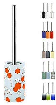 Spirella Tube WC B&uuml;rste aus Porzellan Punkte Orange