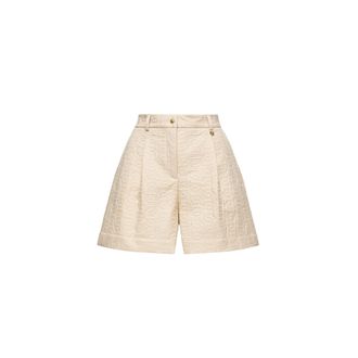 Moncler Moncler Leather Logo Shorts, Women, Beige, Size: 38