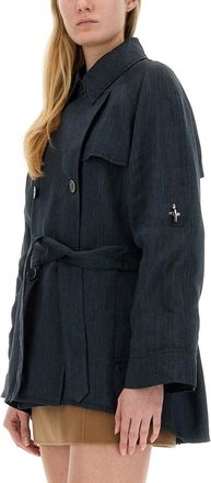 Fay Linen-Viscose Blend Trench Coat - Black