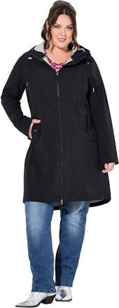 Ulla Popken Hyprar Softshell-longjacke, Wasserabweisend, Kapuze Veste Longue, Noir, 48-50 Femmes