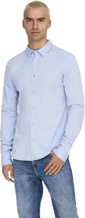 Only & Sons Onsrobin Button Under Ls T-Shirt Stretch Chemise à Manches Longues, Bleu Ciel, L Hommes
