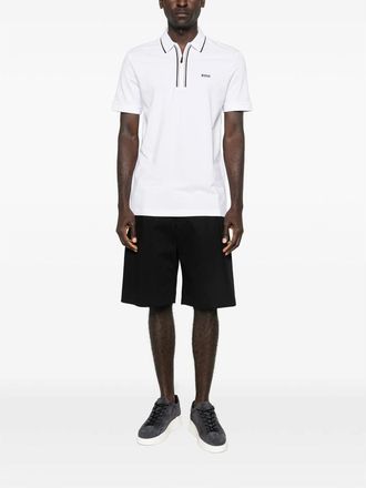 HUGO BOSS Zip Collar Detail Polo - White