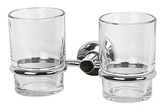 Spirella Zahnputzbecher Doppelhalter Atlantic aus Glas zum Kleben oder Bohren