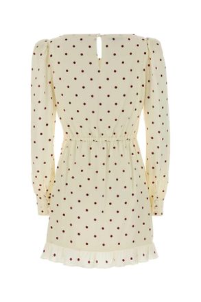 Alessandra Rich Womens Printed Silk Mini Dress Creambordeaux Abiti