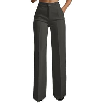 Generic Pantalon de costume &eacute;l&eacute;gant pour femme avec taille haute et jambe droite, pantalon daffaires d&eacute;contract&eacute; avec taille haute, pantalon de travail &eacute;l&eacute;gan