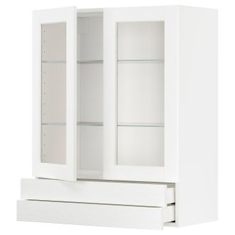 IKEA METOD / MAXIMERA Wandschrank m 2 Glastüren/2 Schubl