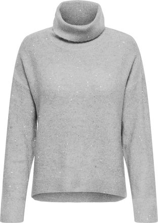 Only Damen Onlarizona Ls Sequins Rollneck Pull KNT, Light Grey Melange, L