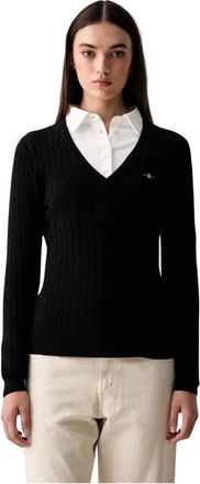 GANT Femme, Pulls, Noir, Taille: 38 FR V-neck Tricots