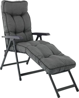 Patio Gartenliege mit Fußteil Polster Lena Lounger Sonnenliege verstellbar 28 Positionen für Garten Terrasse Balkon Camping