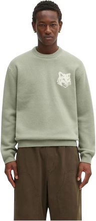 Maison Kitsun&eacute; Homme, Pulls, Vert, Taille: L Pull &agrave; t&ecirc;te de renard