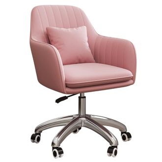 Generic Drehbarer Schreibtischstuhl Aus Samt - Ergonomisch Verstellbarer Arbeitsstuhl Mit 360&deg;-R&auml;dern for Das Heimb&uuml;ro Oder Den Schminktisch, Rosa/Wei&szlig;/Grau/B