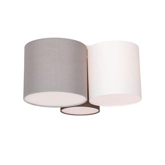 QAZQA Modern Deckenleuchte I Deckenlampe I Lampe I Leuchte weiß grau und braun 3-flammig-Licht - MultiDrum mit Schirm I Wohnzimmer I Schlafzimmer - Textil R