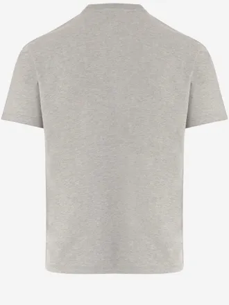 Ami Mens Cotton T-Shirt With Embroidered Logo Grey T-Shirts And Polos