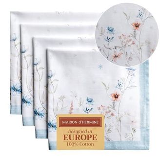 Maison d'Hermine Ice Florals Lot de 4 Serviettes de Noël Confortables 100% Coton Doux et Confortable Idéal pour Un dîner en Famille Mariage Cocktail Cuisine Accueil Th