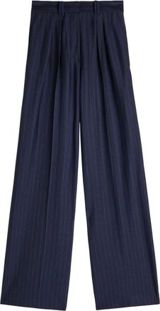 Max Mara Femme, Pantalons, Bleu, Taille: 40 FR Pantalon large &agrave; fines rayures