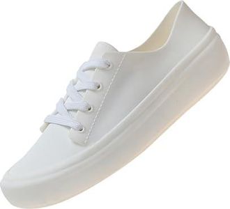 Generic Quatre bottes de pluie antid&eacute;rapantes tendance avec tube, chaussures en tissu pour femme, Blanc., 39 EU