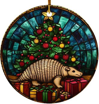 Generic Runde Weihnachten Baum H&auml;ngen Anh&auml;nger G&uuml;rteltier Weihnachtsschmuck Xmas Keramik Keramik Weihnachtsdeko Witzige Weihnachtsbaum-Anh&auml;nger F&uuml;r B&uuml;ro Souve