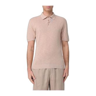 Blauer Polohemd aus Leinen und Baumwolle - - Tops - Herren - Beige - S