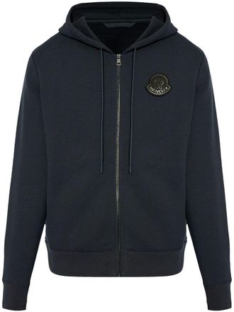 Moncler hoodie &agrave; patch logo - Bleu