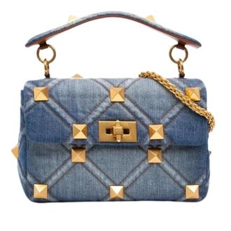 Valentino Pre-owned Quilted Studded Denim Satchel - - Pre-owned - Damen - Blau - ONE SIZE