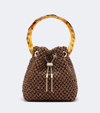 Jimmy Choo London Sac seau Bon Bon &agrave; effet raphia