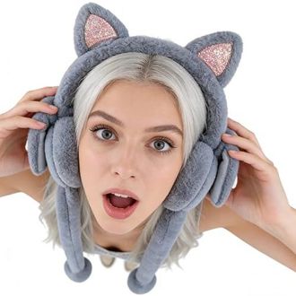 Generic Cache-oreilles dhiver pour femme - Couvre-chef chaud et doux | avec oreilles de lapin mobiles en peluche chaude, pour les d&eacute;placements, lext&eacute;rieur, le