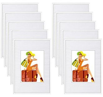Woltu Lot de 10 Cadre Photo 10x15 cm avec Passe Partout, Cadre et Plaque en Plastique pour D&eacute;coration Murale ou sur Table, &agrave; Poser Horizontalement ou Vertic