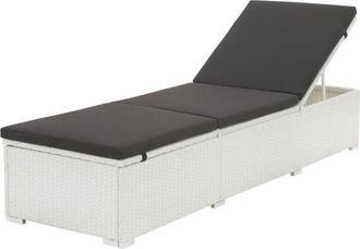 vidaXL Sonnenliege mit Schwarzer Auflage Poly Rattan Wei&szlig; - Vidaxl