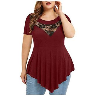 Generic Chemise décontractée surdimensionnée pour femme 2025 - Grande taille - Décontractée - Basique - Tenue dentraînement chaude, bordeaux, XXL