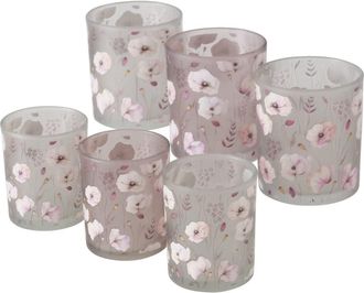 Boltze 2 x Windlicht Sarah Glas H&ouml;he 9-10 cm, Set, Floral