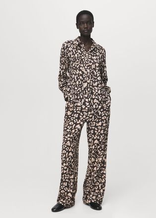 Mango Gerade geschnittenes Hemd mit Animal-Print braun - Damen - XXS - MANGO