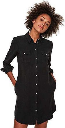 Vero Moda Vero Moda VMSILLA LS Robe Courte en Jean pour Femme LT BL GA Noos, Noir (Black), XXL