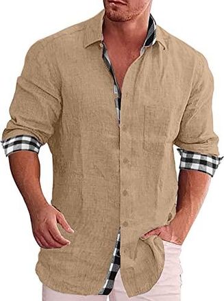 Generic Chemise &agrave; carreaux &agrave; manches longues pour homme, chemise boutonn&eacute;e &agrave; carreaux pour homme, chemises tendance, chemises polyvalentes et l&eacute;g&egrave;res, d&eacute;contr