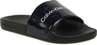 Calvin Klein Jeans Pantoletten Calvin Klein Jeans Slide Metallic Monologo YW0YW00638 Dunkelblau