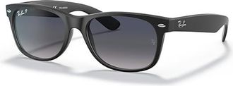 Ray-Ban New Wayfarer Classic Sonnenbrillen Schwarz Fassung Blau Glas Polarisiert 55-18