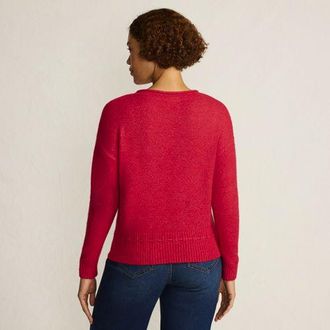 Lands End Wool Touch Pullover mit B&auml;ndchenzug-Saum, Damen, Gr&ouml;&szlig;e:44-46 regular, Rot, Wolle/Polyester/Viskose, by Lands End