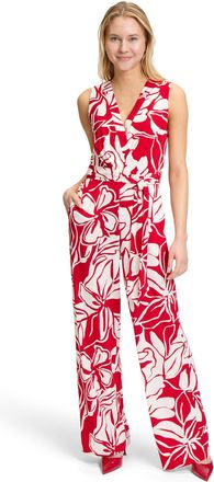 Vera Mont Damen Jumpsuit mit Bindegürtel 38, Rot/Weiß
