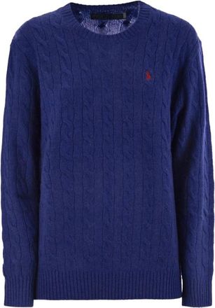 Polo Ralph Lauren Femme, Pulls, Bleu, Taille: 42 FR Cable Knit Crew Neck Sweater