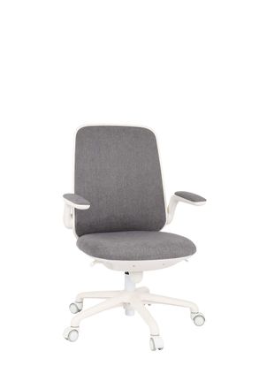 Grospol Jugend- und Kinder-Drehstuhl Easy White, max. Belastung bis 150 kg, höhenverstellbar von 4 0 bis 50 cm, verstellbare Lordosenstütze, umklappbare Armle